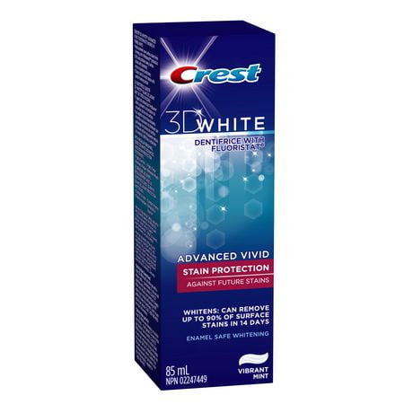 Crest 3D White Advanced Vivid Stain Protection Vibrant Mint Toothpaste ...
