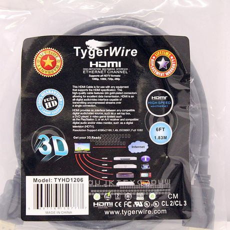 Click here for Tygerwire 6Ft Hdmi Cable (Tyhd1206) Black W*D*H (I... prices