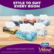Royale Velour 3 ply Facial Tissues, 1 Tissue Box, 154 Tissues per Box ...