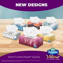 Royale Velour 3 ply Facial Tissues, 18 Tissue Boxes 88 Tissues per Box ...