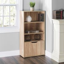3 Tier Wood Bookcase with Doors, Natural | Walmart Canada