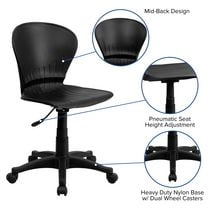 Mid-Back Black Plastic Swivel Task Chair | Walmart Canada